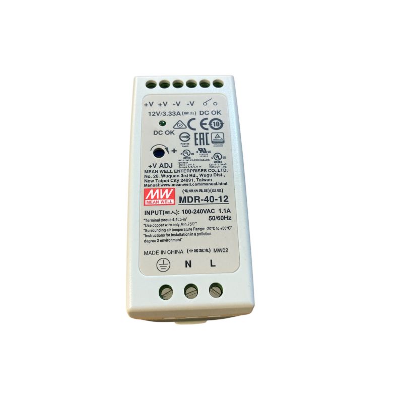 Switching Power Supply for LED Lighting MDR-40-12 – 40W DIN Rail Mount - uvc-disinfection-lamps.com